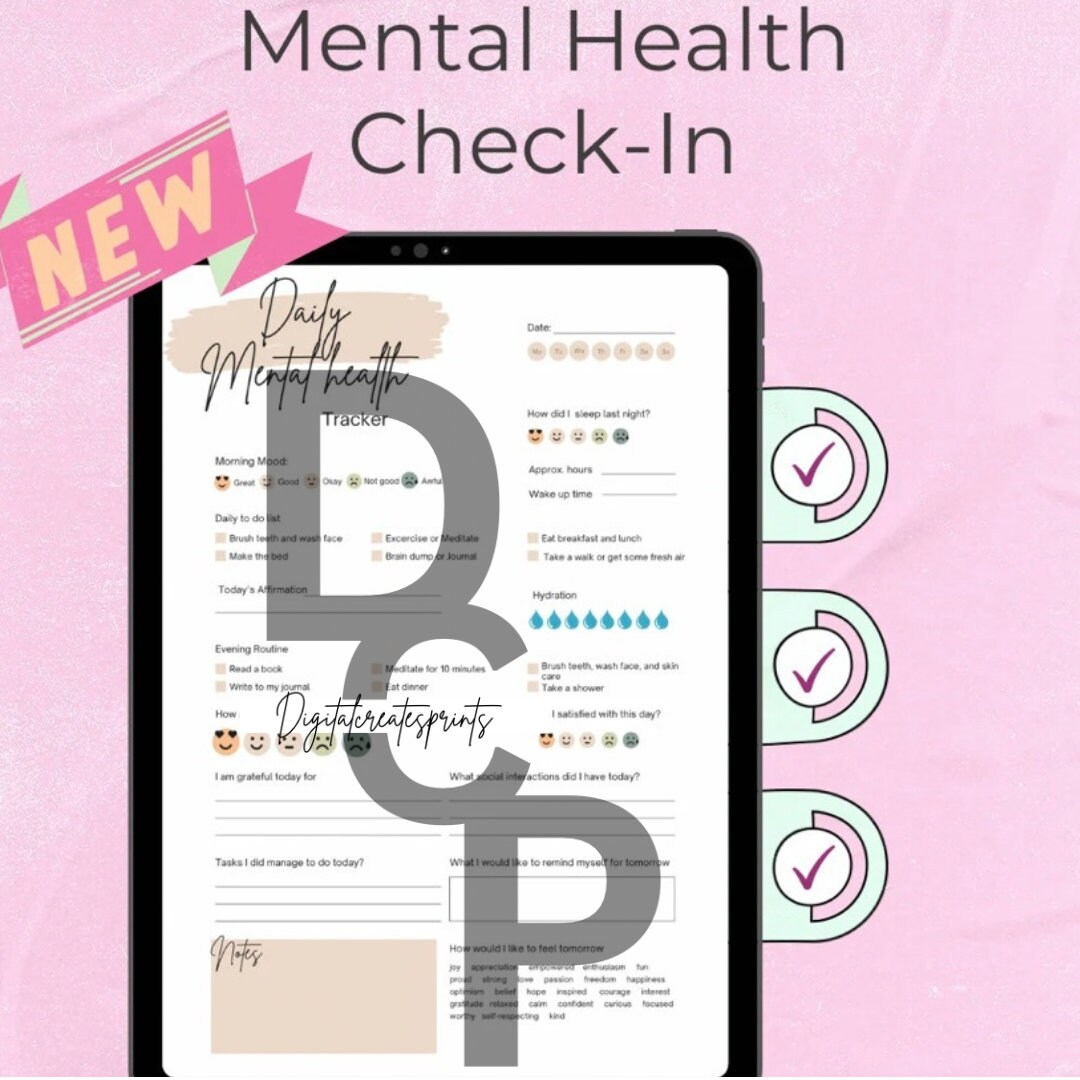 Mental Health Tracker INSTANT DOWNLOAD Daily Mood Tracker sleep Tracker ...