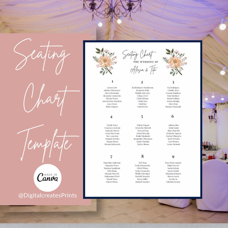 Editable Seating Chart Template - Etsy