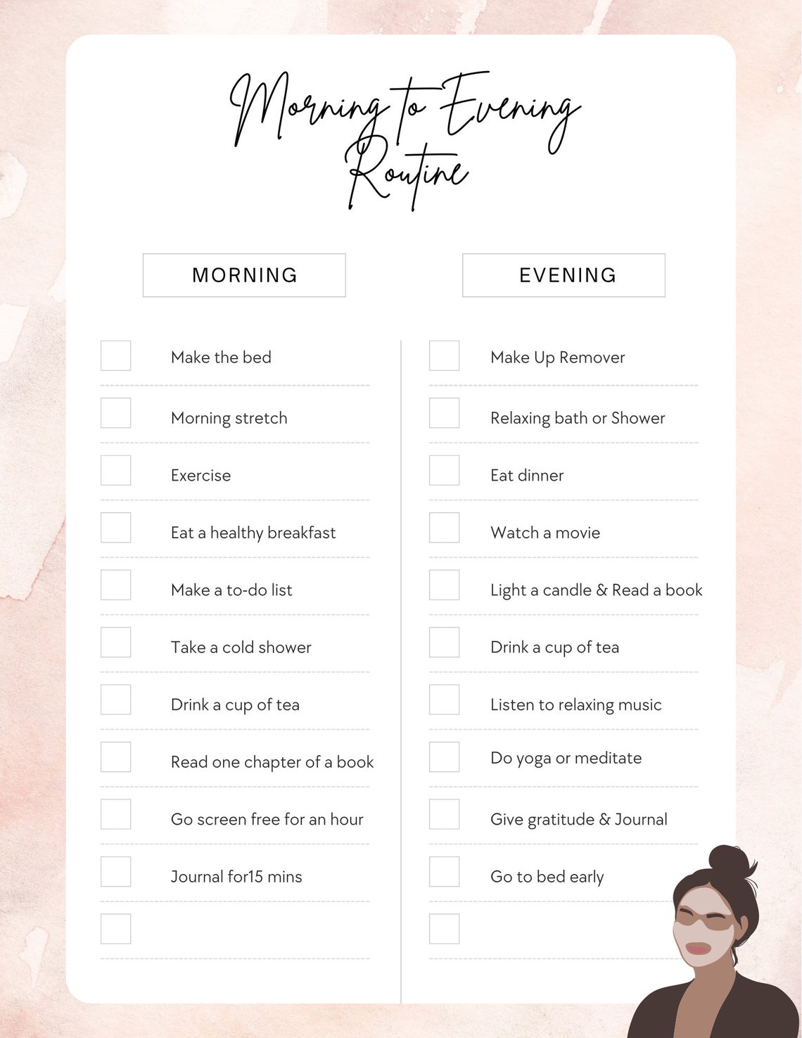 Daily Routine Checklist Template, Daily Schedule, Self Care Planner ...
