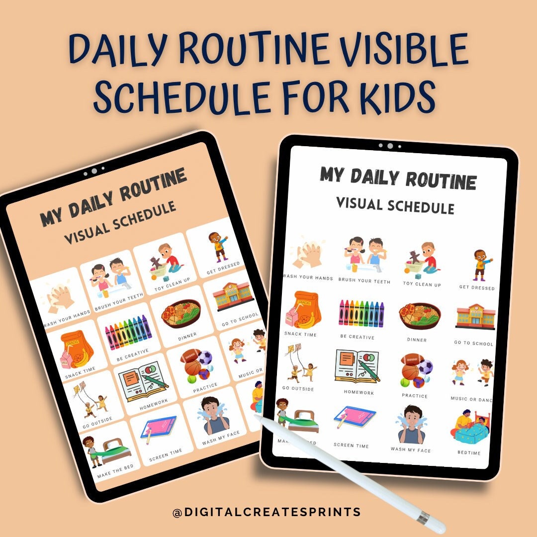 Kids Daily Routine Visible Schedule for Kids printable PDF - Etsy