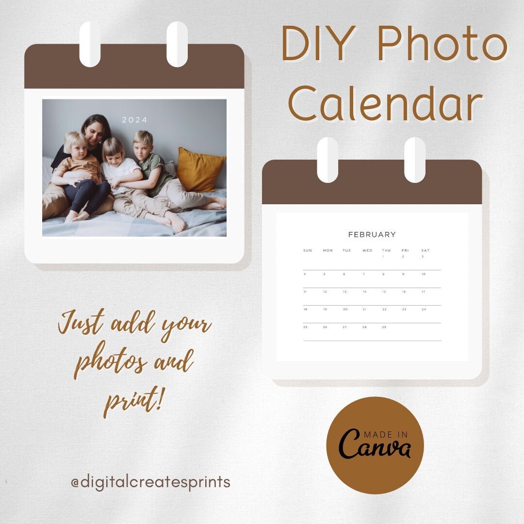 Editable DIY Photo Calendar Template Customizable Canva Design ...