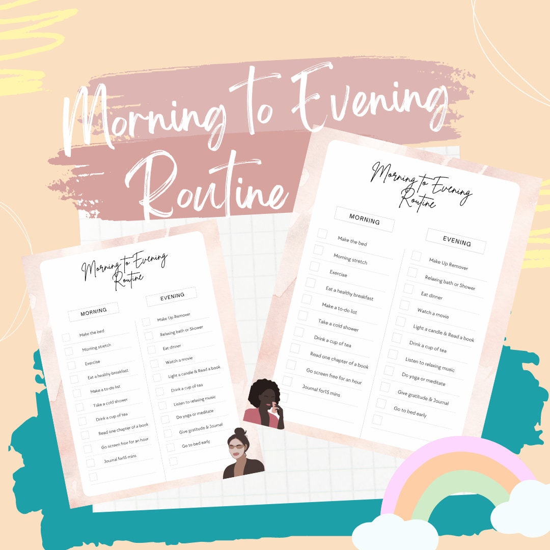 Daily Routine Checklist Template, Daily Schedule, Self Care Planner ...