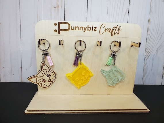 Cat Face Keychain Personalized Gift Acrylic Wood Keychain - Etsy