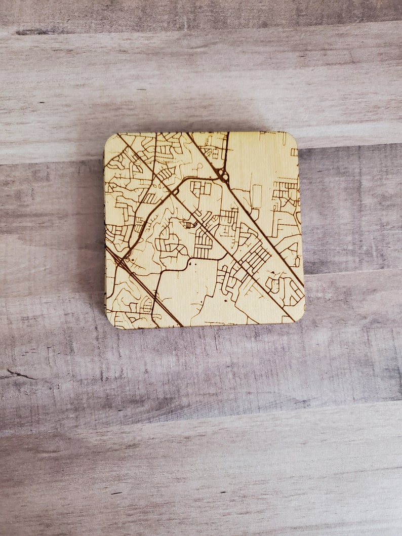 Wooden Map Coasters 4 Pack Custom Street Map Coasters - Etsy