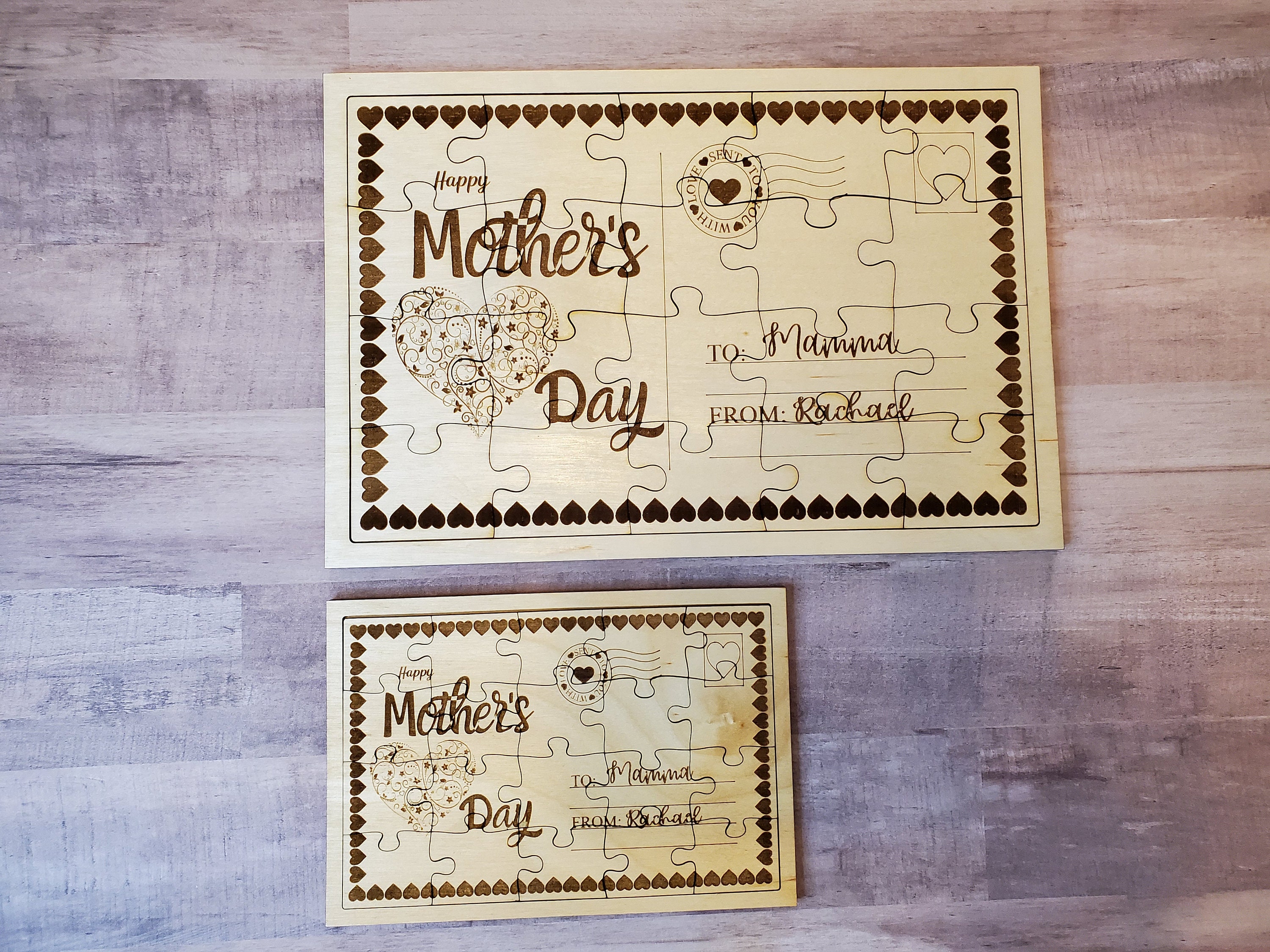 Large Mother's Day Card Puzzle Wood Engraved Postcard - Etsy