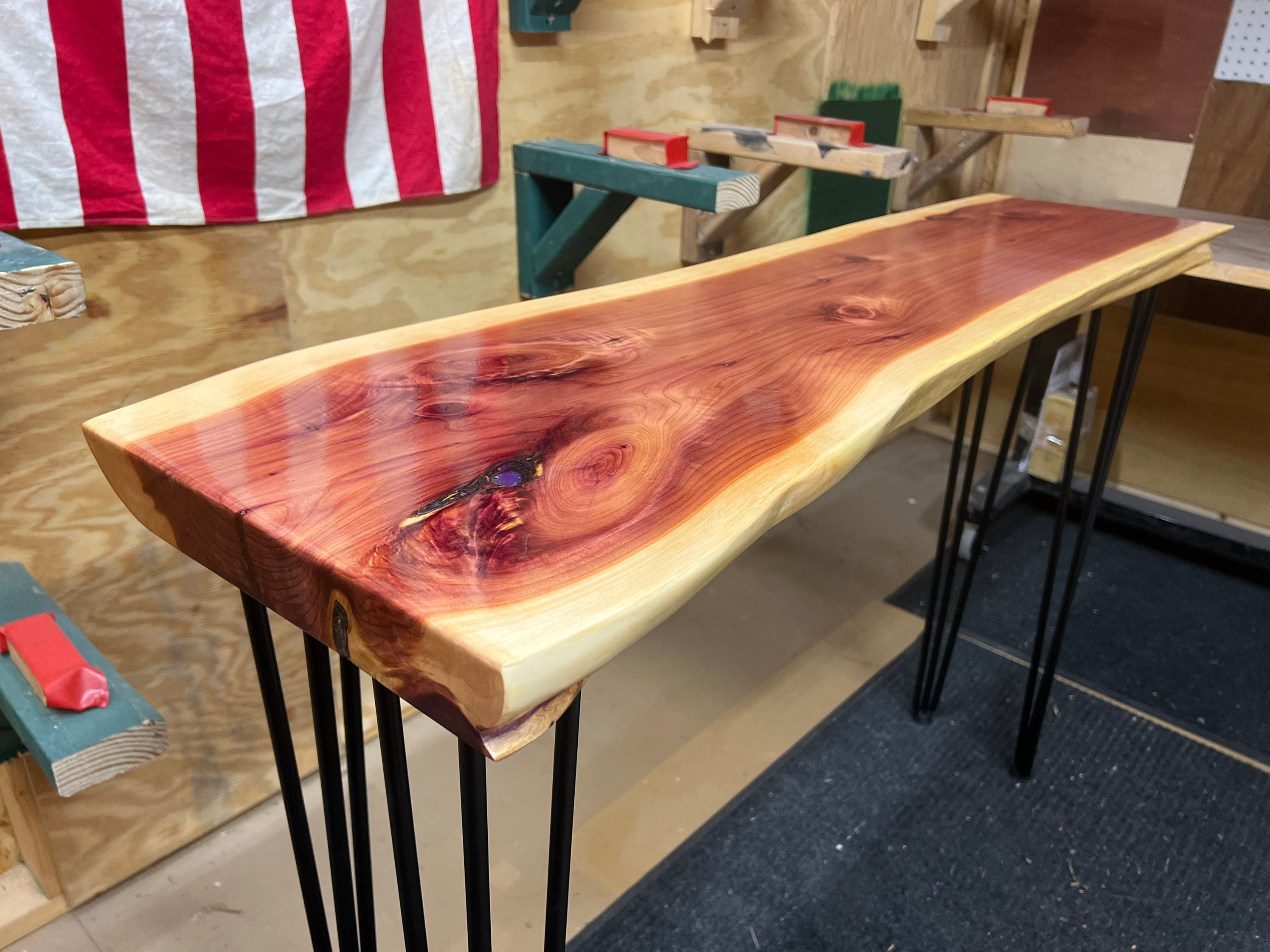 Entryway Furniture 48in 4ft 4 Legs Handmade Wood Live Edge Cedar Entry ...