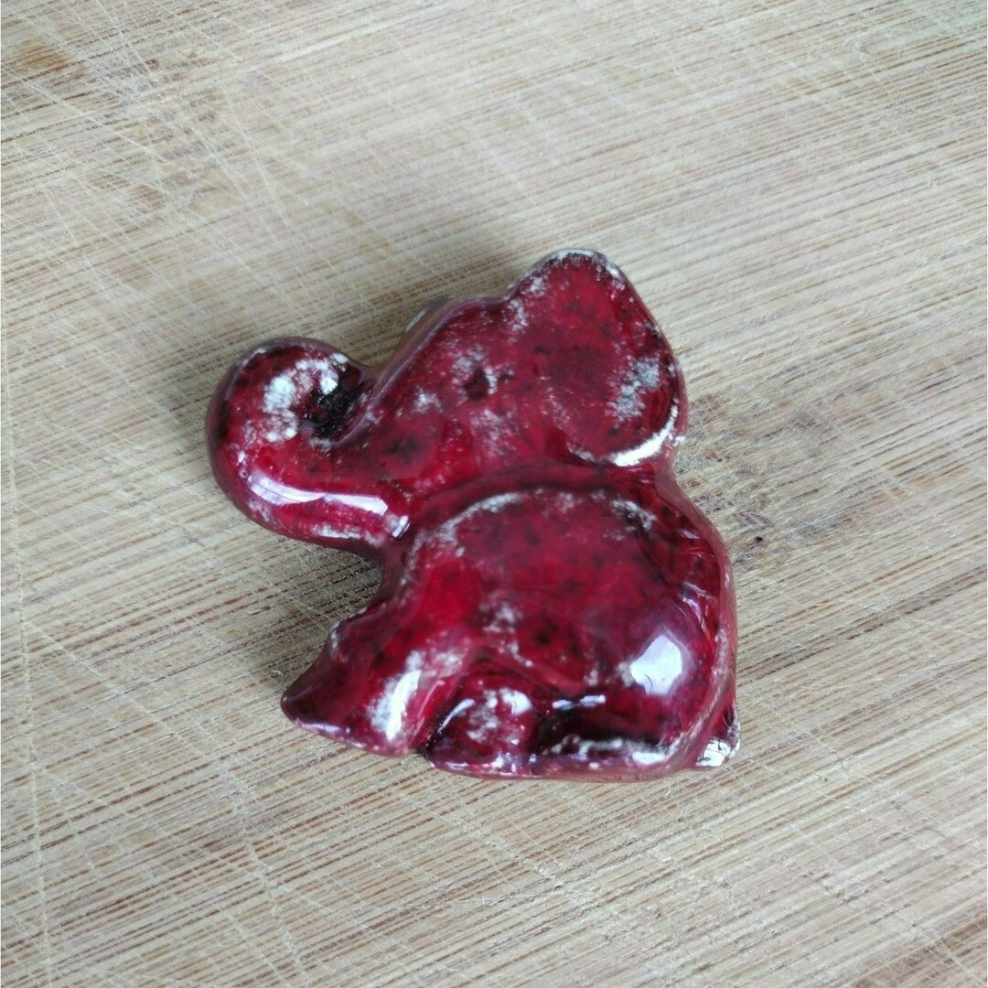 Handmade Red Elephant Brooch, Good Luck Trunk up Lucky Elephant 2 Inch ...