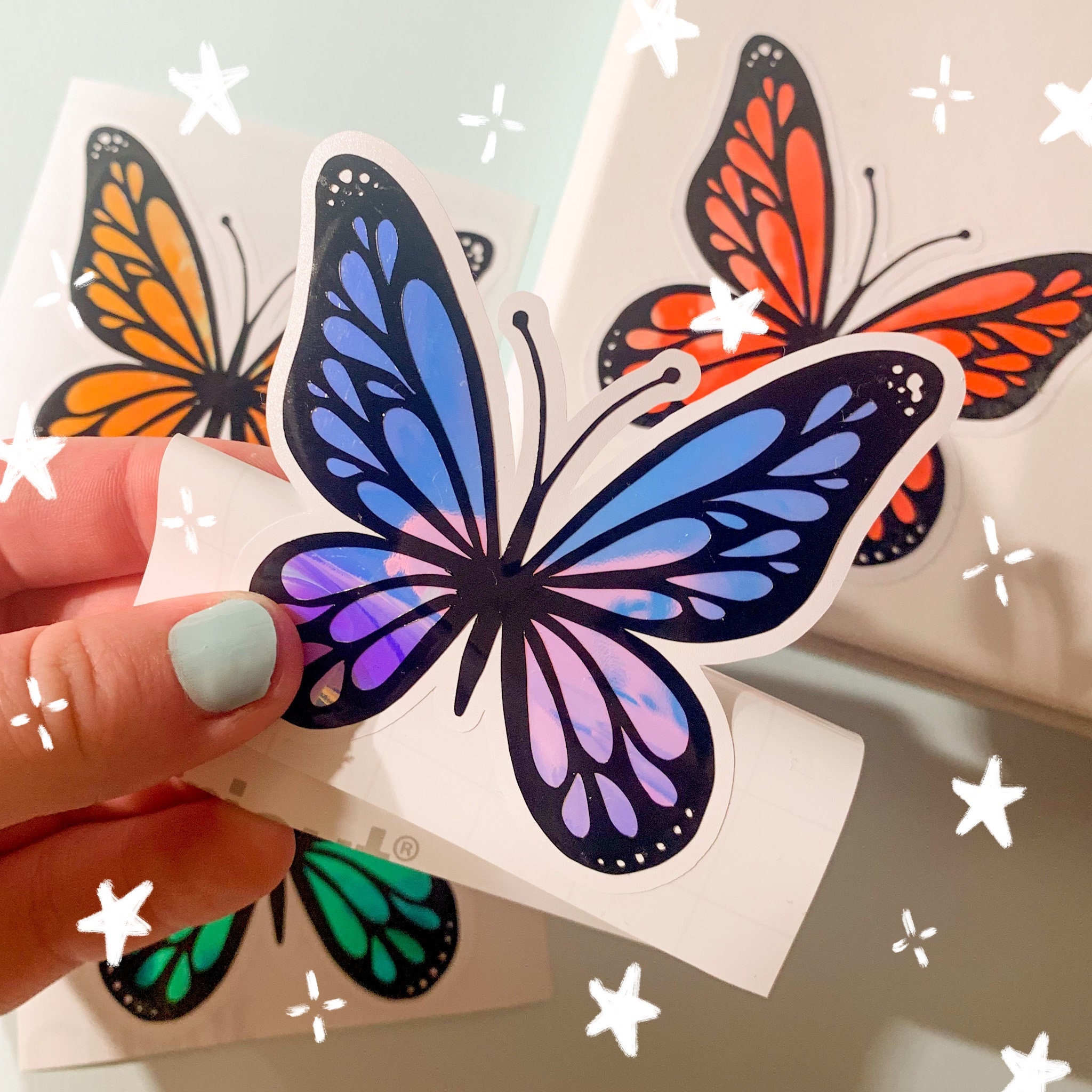 HOLOGRAPHIC Butterfly Decal | 5+ Color Options | Layered Vinyl Decal ...