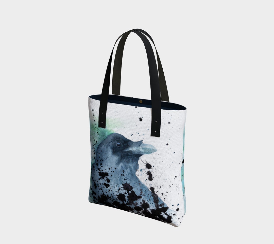 Inky Raven Tote Bag Based on Original Watercolour by Beth Doman - Etsy