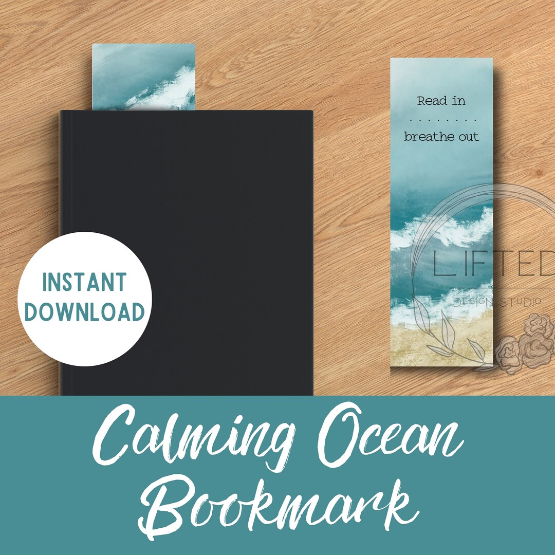 Printable Calming Ocean Bookmark - "read In... Breathe Out" - Etsy