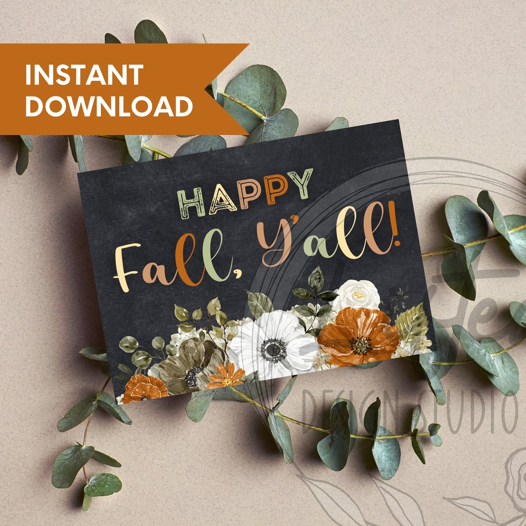Printable Fall Greeting Card happy Fall Y'all 5x7 - Etsy