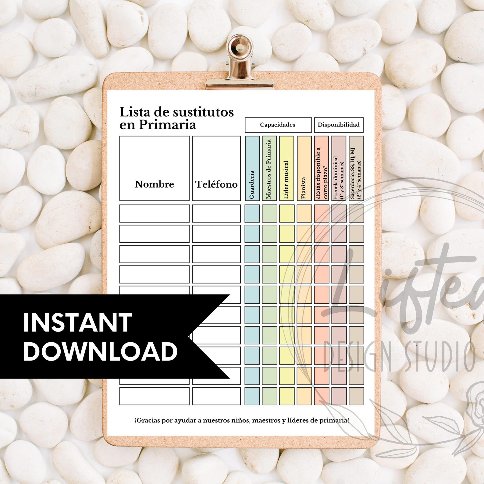 Spanish Printable, Colorful Primary Substitute List - Etsy