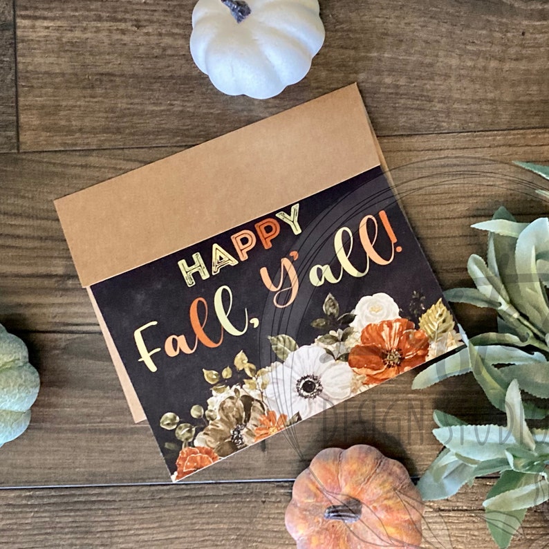 Printable Fall Greeting Card -- "happy Fall Y'all!" -- 5"x7" - Etsy