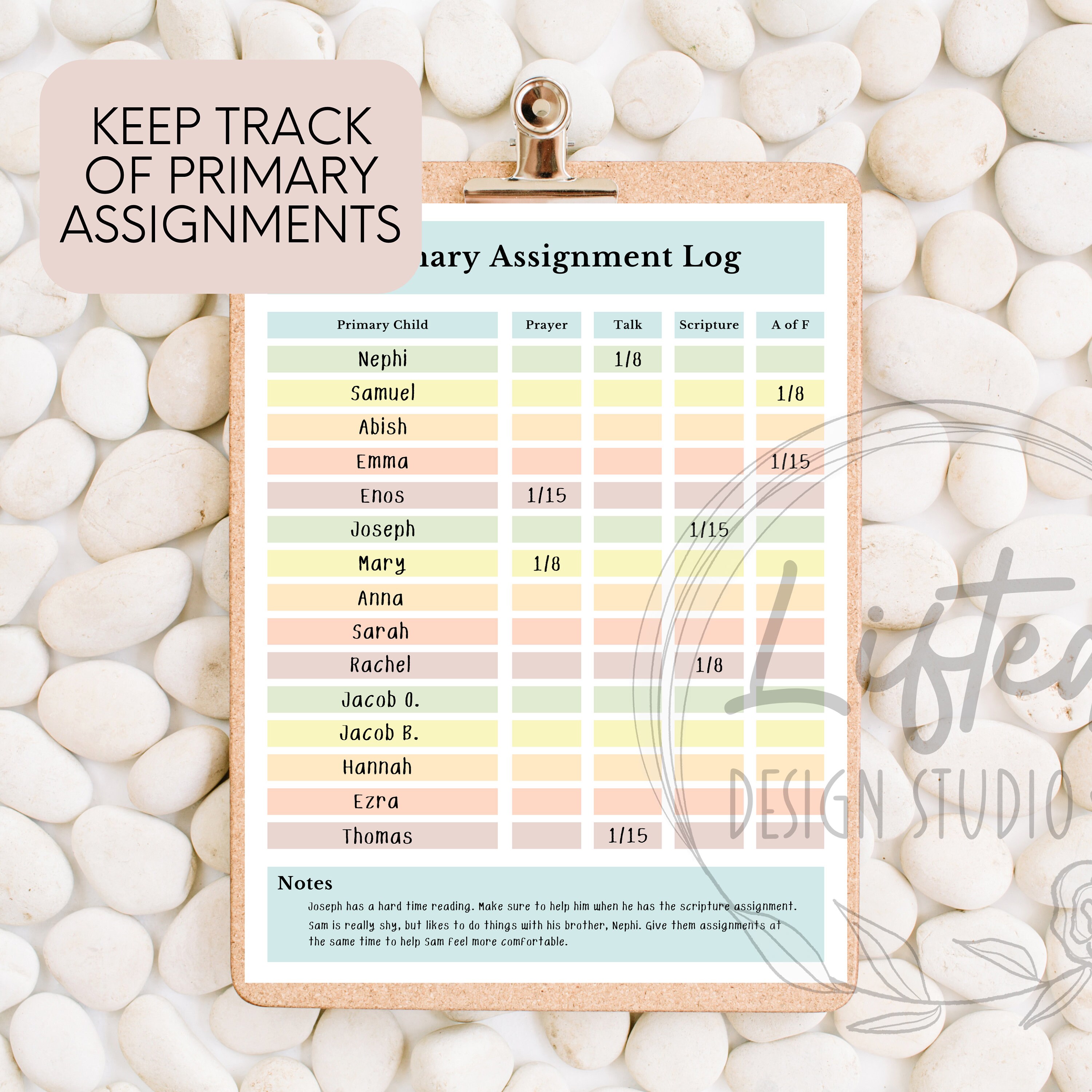 Printable Primary Assignment Log - Etsy