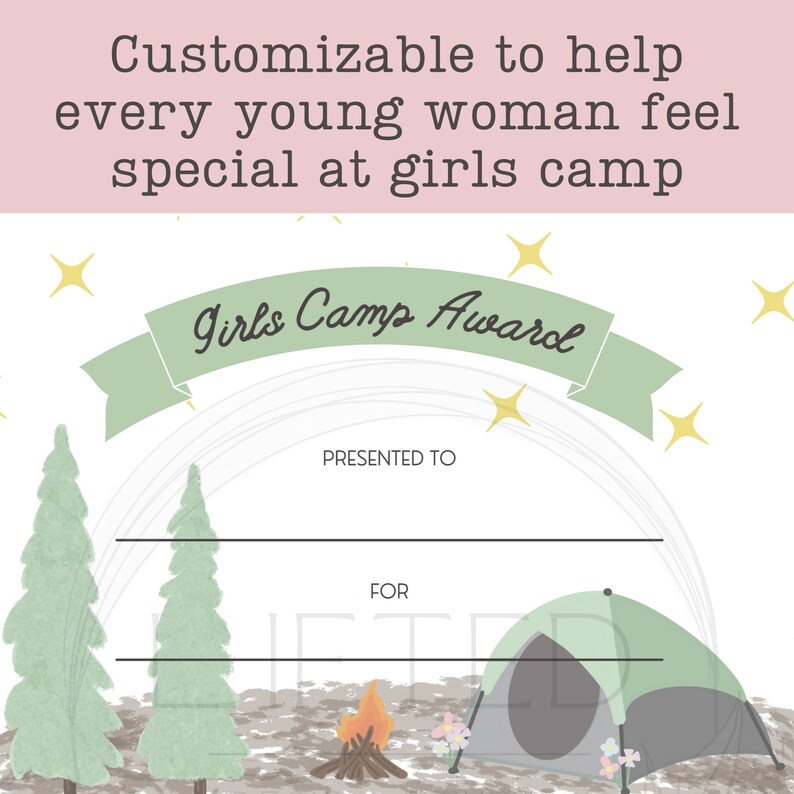 Girls Camp Award Certificates Digital Download - Etsy