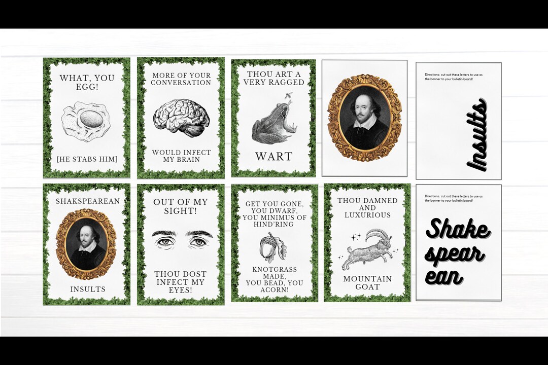 Shakespearean Insults Posters Etsy