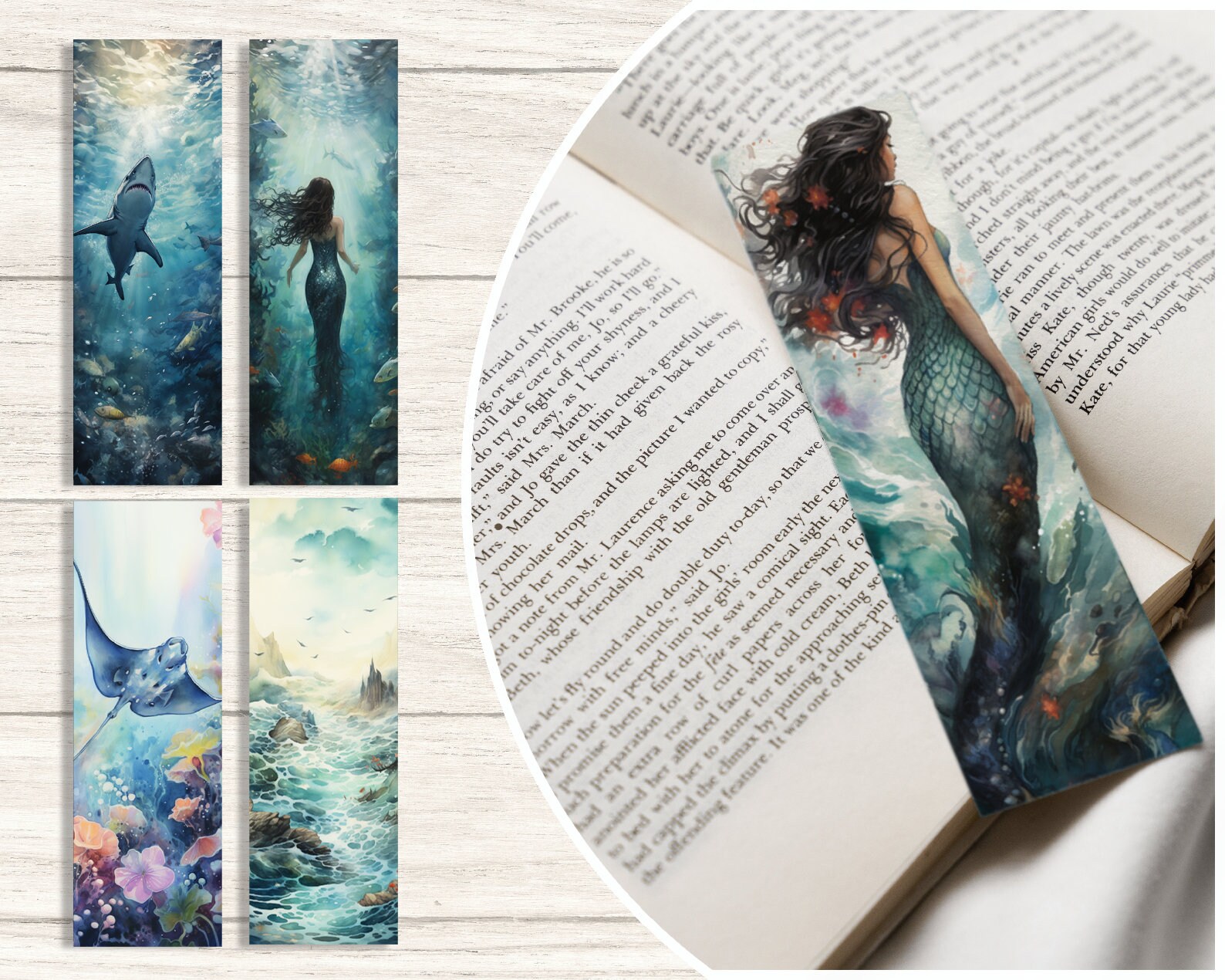 10 Printable Bookmarks | Mermaid Collection #1 | Print and Cut ...