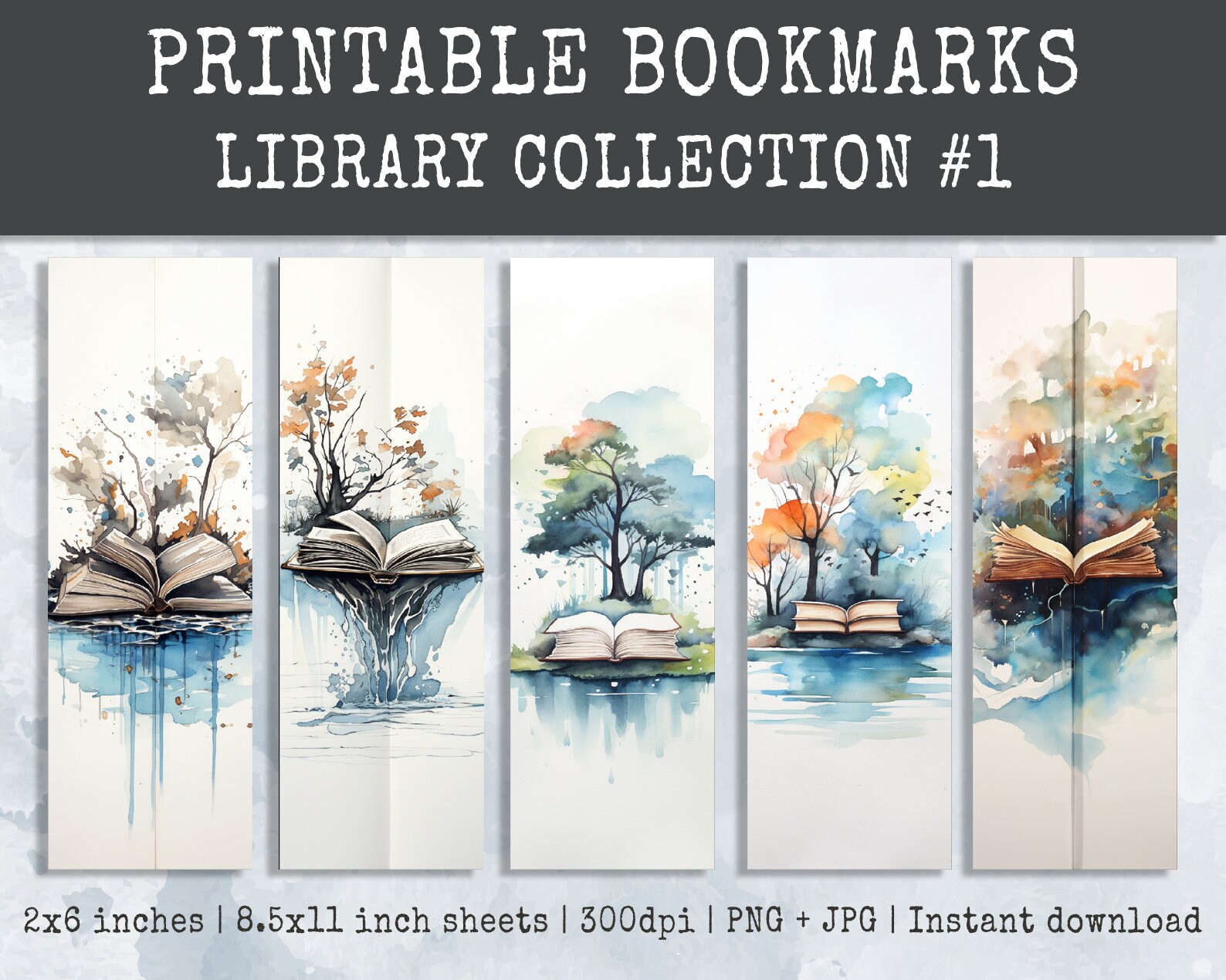 10 Printable Bookmarks Library Collection 1 Print and Cut - Etsy