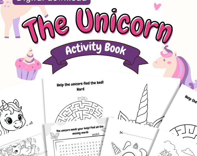 Unicorn Coloring & Activity Book + Gift Tag Bundle —printable - Etsy Canada