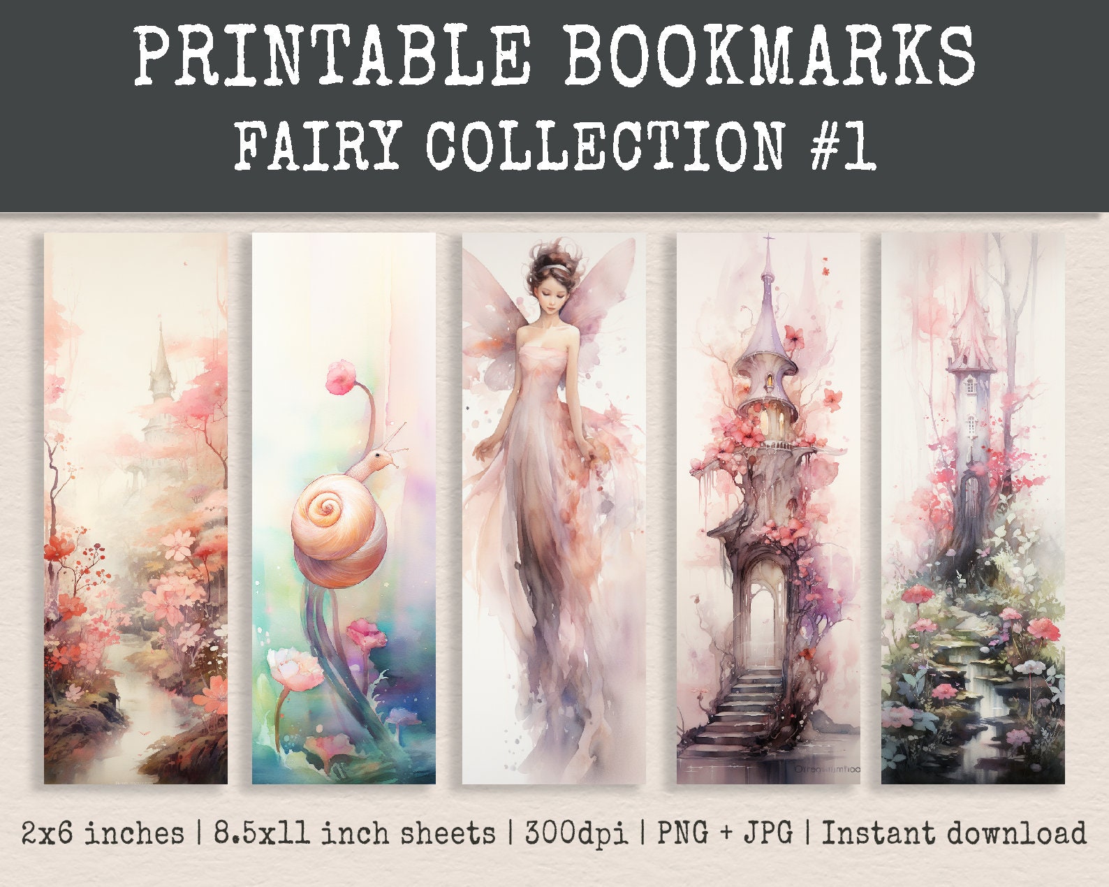 10 Printable Bookmarks Fairy Collection 1 Print and Cut - Etsy