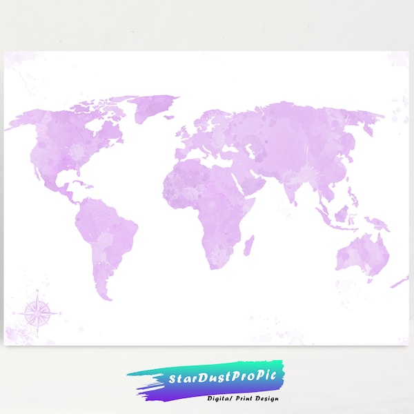 Purple World Map - Etsy