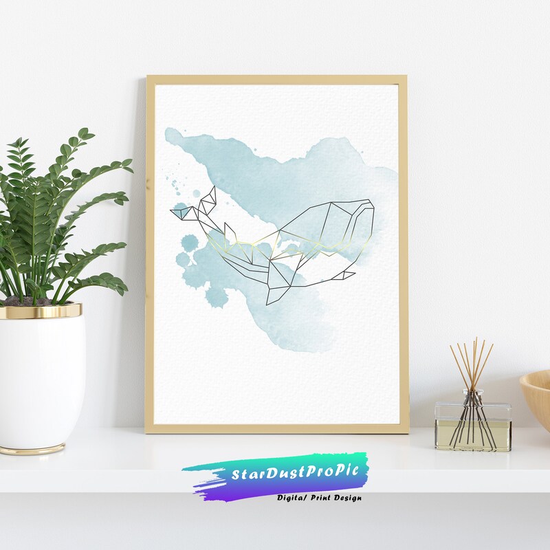Geometric Whale - Etsy