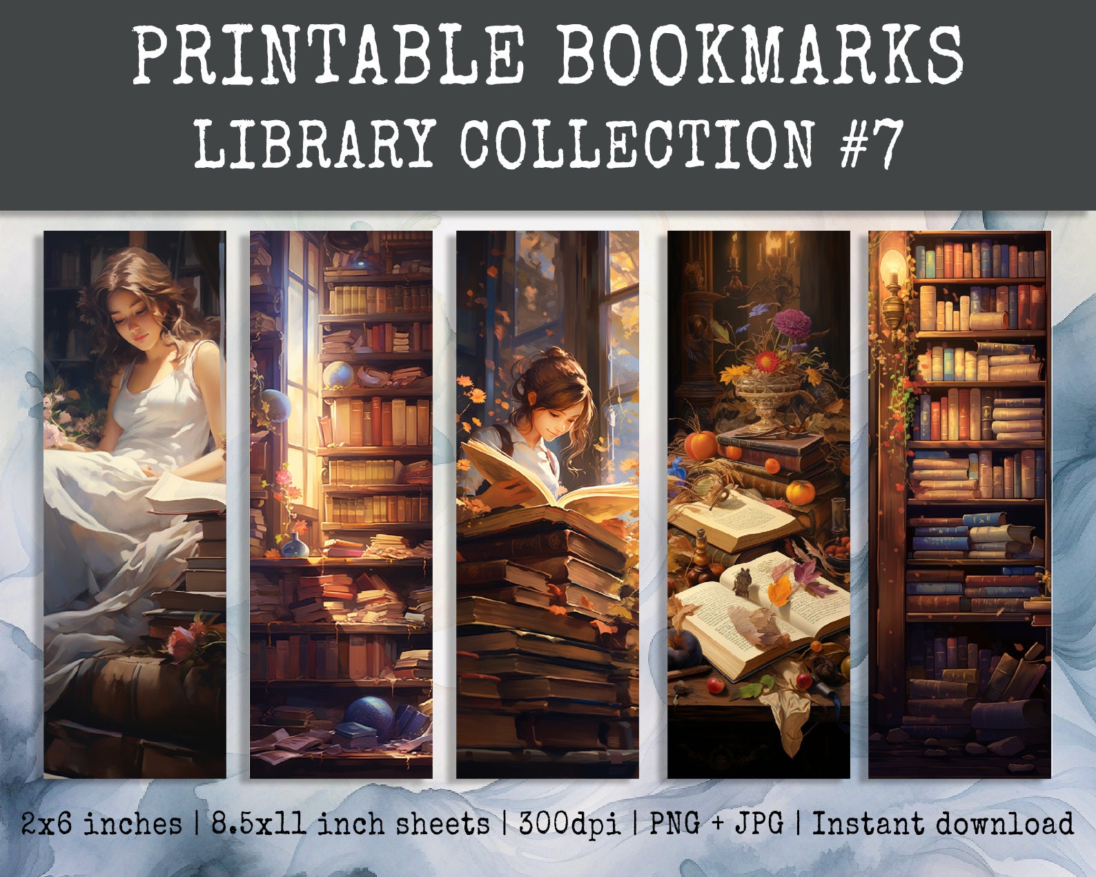10 Printable Bookmarks Library Collection 7 Print and Cut - Etsy