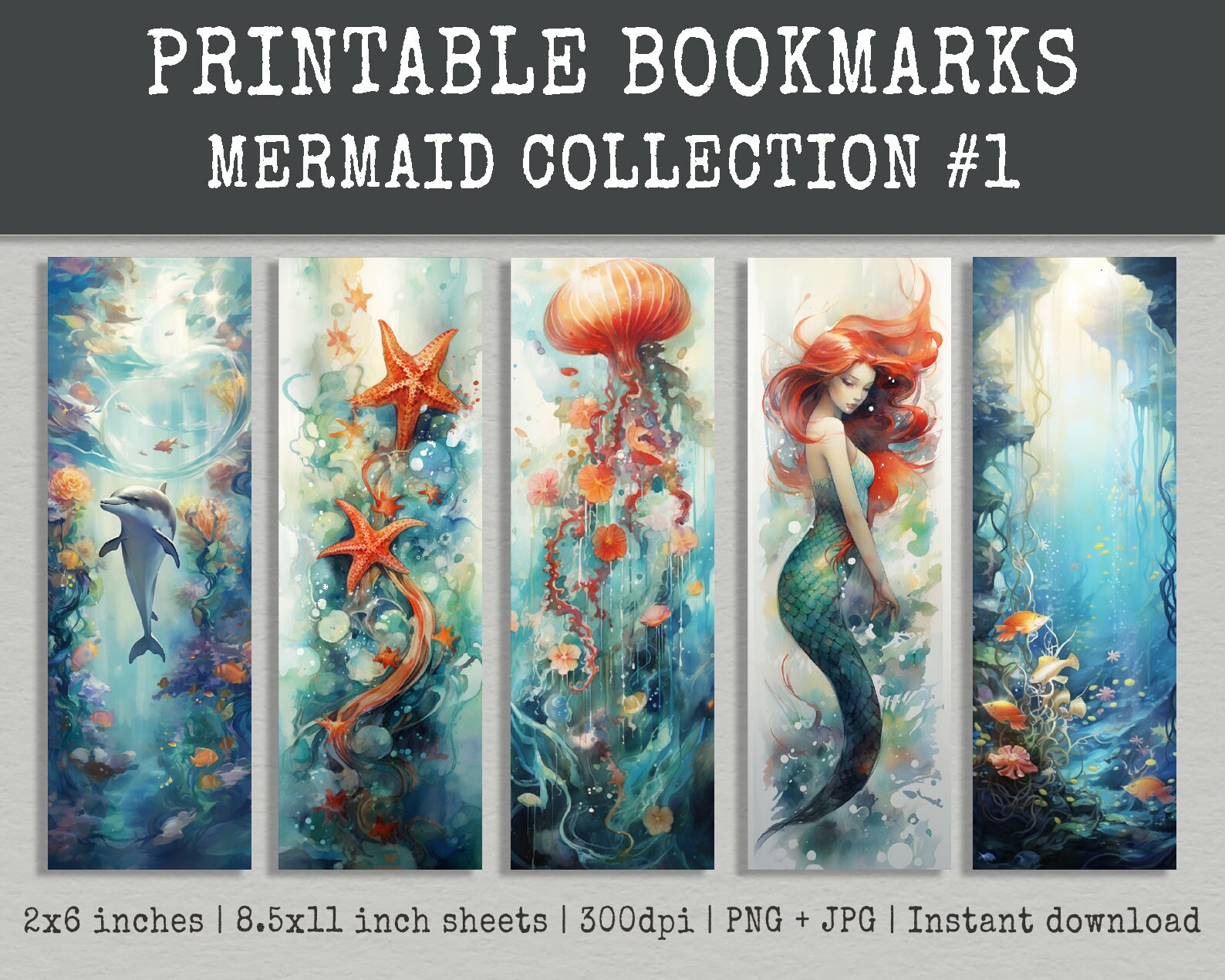 10 Printable Bookmarks | Mermaid Collection #1 | Print and Cut ...