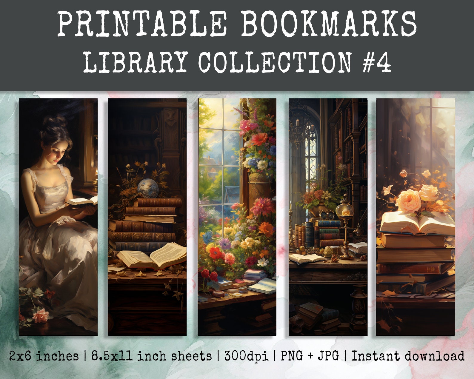 10 Printable Bookmarks Library Collection 4 Print and Cut - Etsy