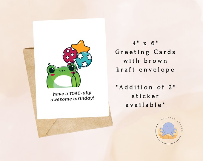 Frog Birthday Card Hoppy Birthday Greeting Card Hope It's Unfrogettable Toad Birthday Card - Etsy