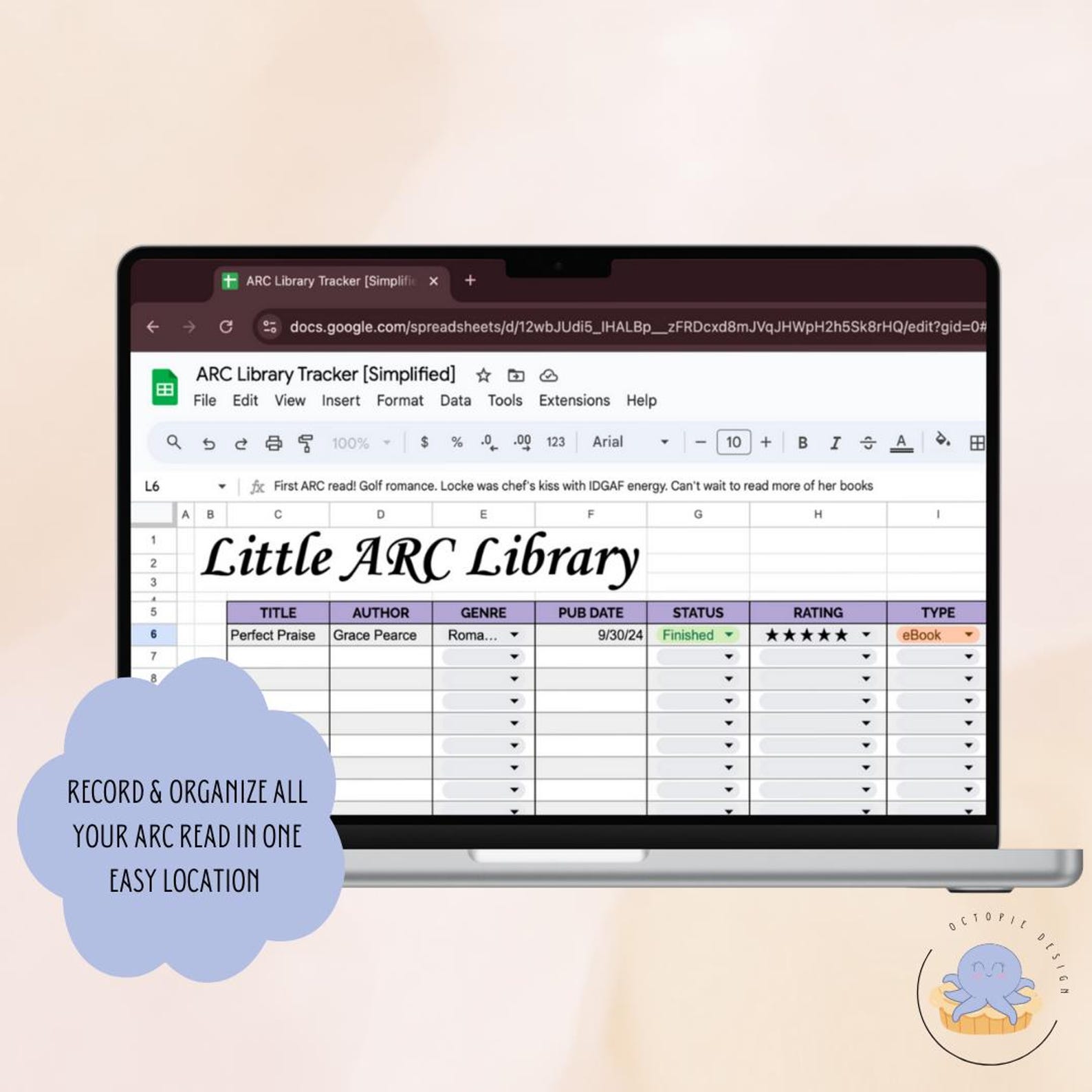 ARC Library Tracker | Google Sheets Template | Book Log | Library Log ...