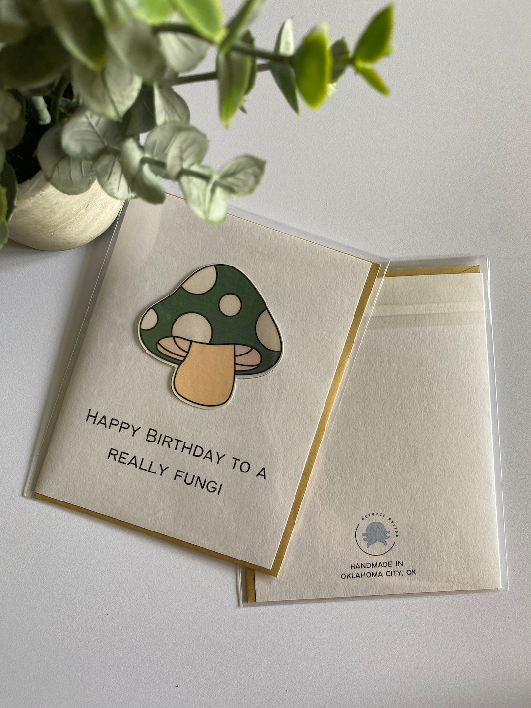 Happy Birthday to One Fungi Greeting Card & Sticker Set - Etsy