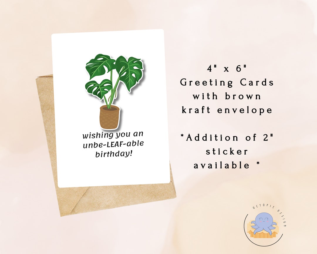 An UNBELEAFABLE Birthday Monstera Greeting Card, Birthday Card, Pun ...