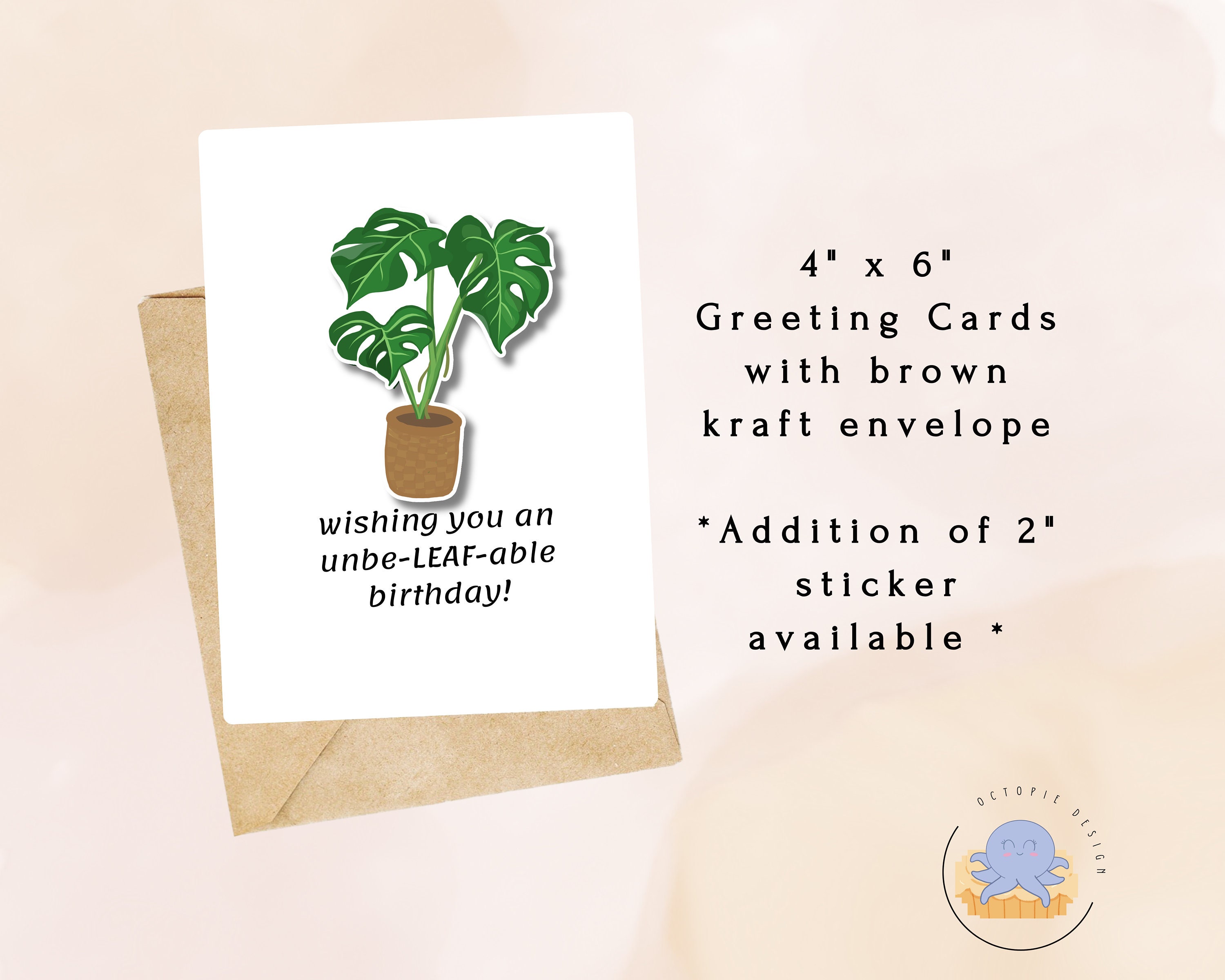An UNBELEAFABLE Birthday Monstera Greeting Card, Birthday Card, Pun ...
