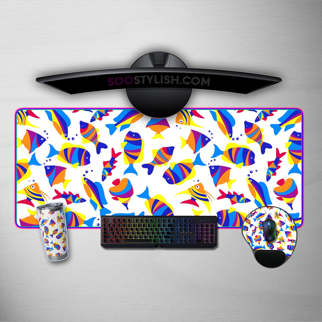 Cute Fish Desk Mat Cartoon Fish Mouse Pad and Insulated Tumbler - Etsy