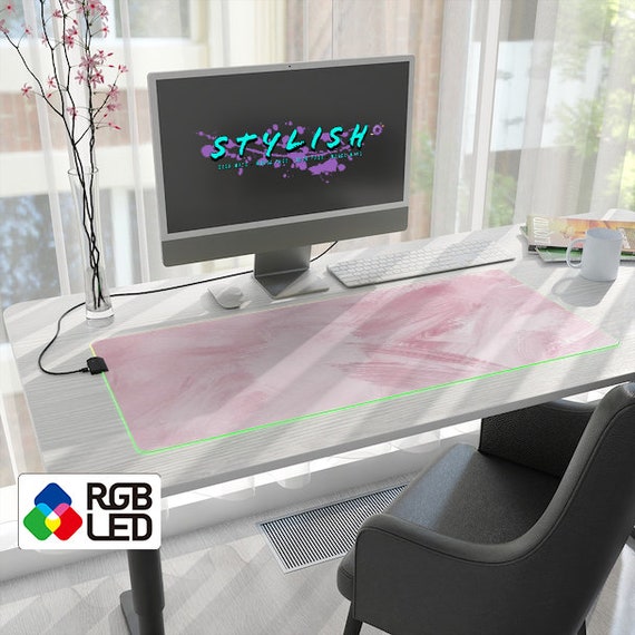 Electronics & Accessories Desk Mat RGB Led Gaming Mouse Pad Pink Brush ...