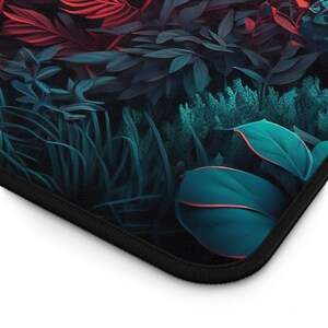 Wild Flowers Desk Mat Unique Design Desk Pad Black Desk Mat Wild Floral ...