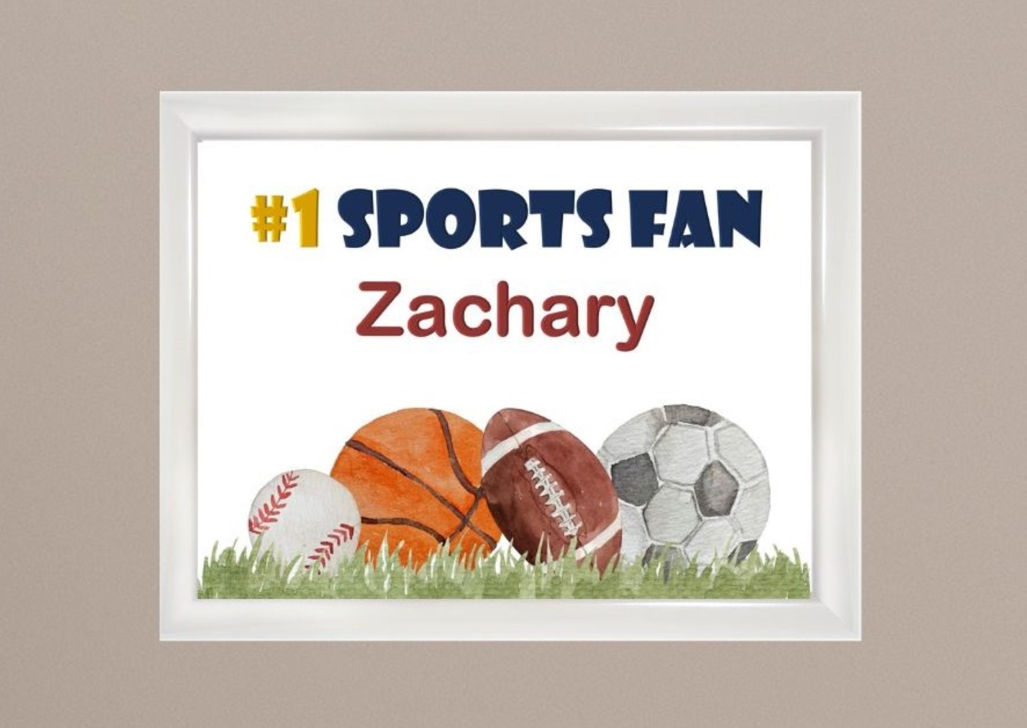 All Sport Custom Name Printable: Sports Name Sign With Watercolor-style ...