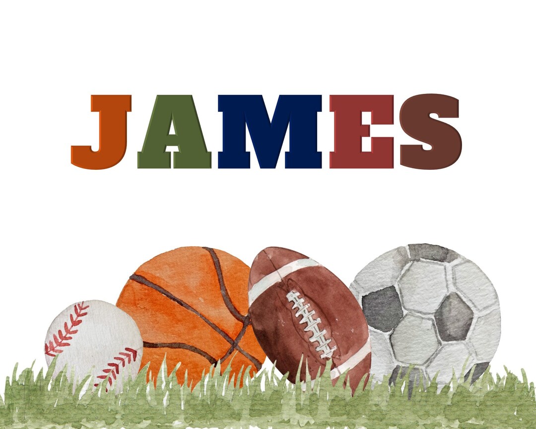 All Sport Custom Name Printable: Sports Name Sign With Watercolor-style ...