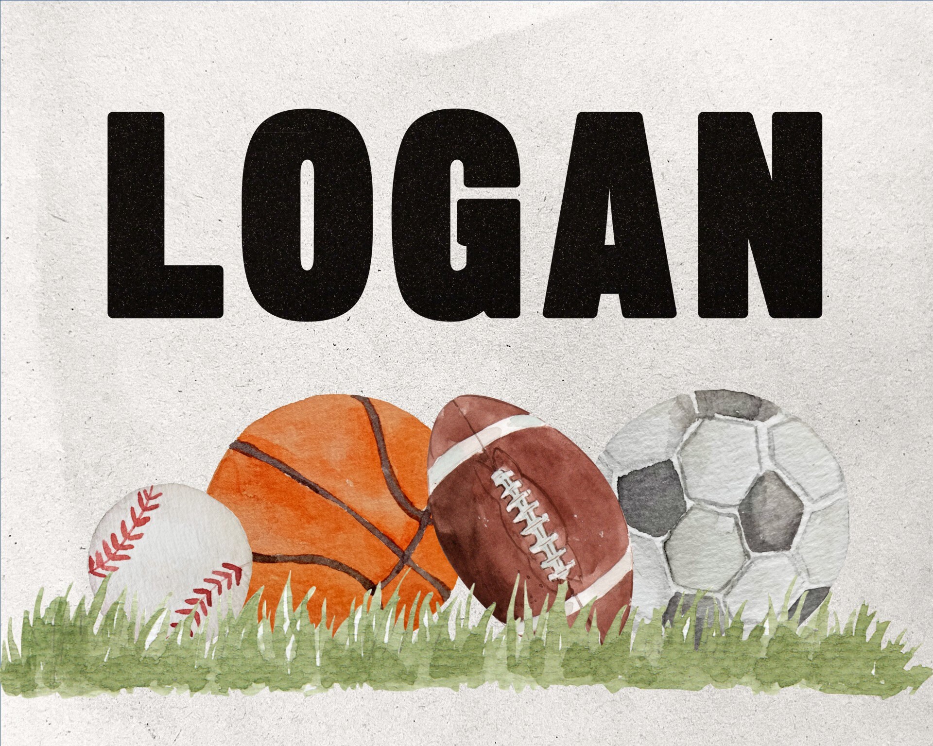 Sports Themed Custom Name Printable: Sports Name Sign With Watercolor ...