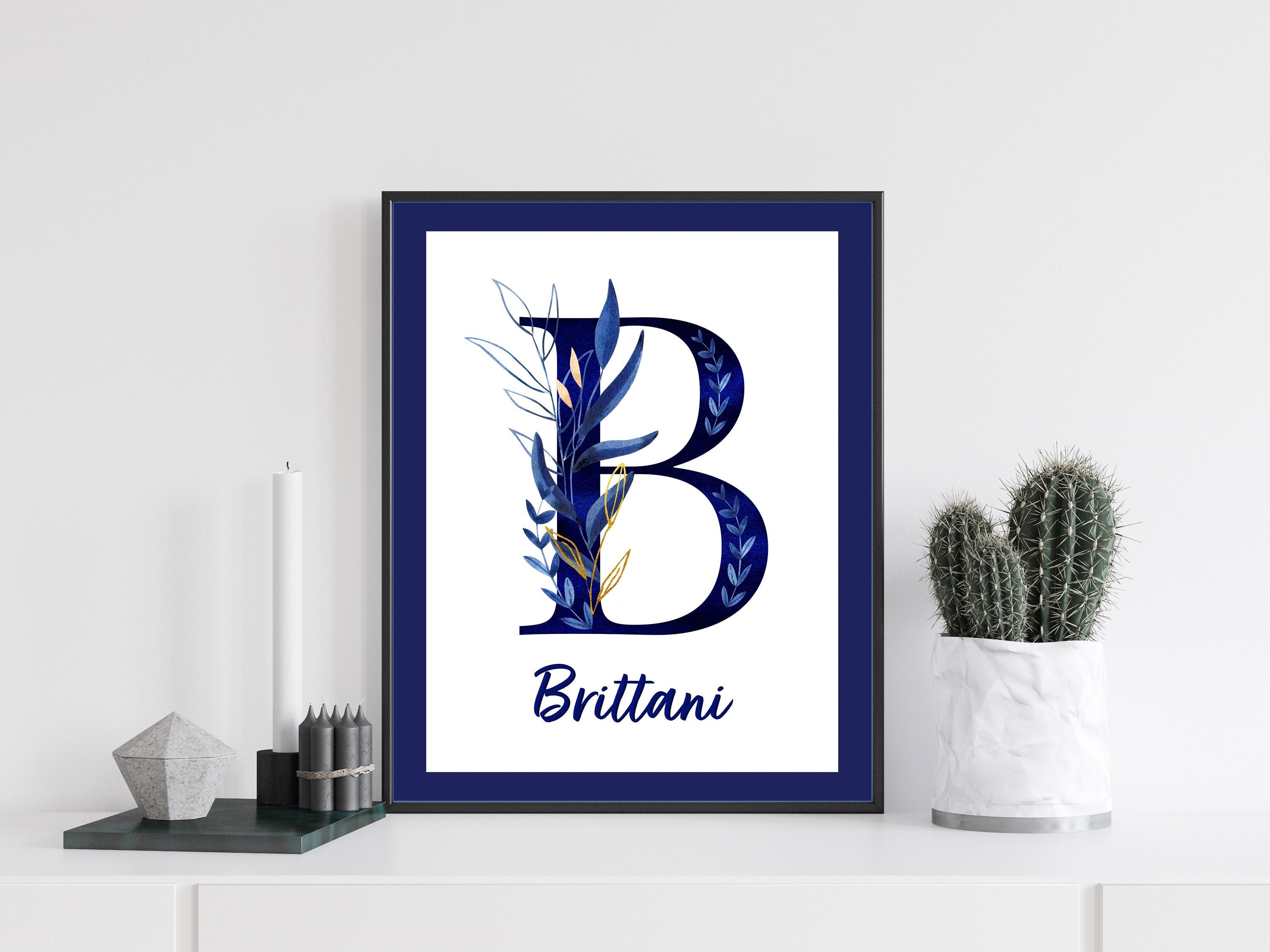 Blue Monogram Custom Printable: Dark Blue Floral Monogram Letter With ...