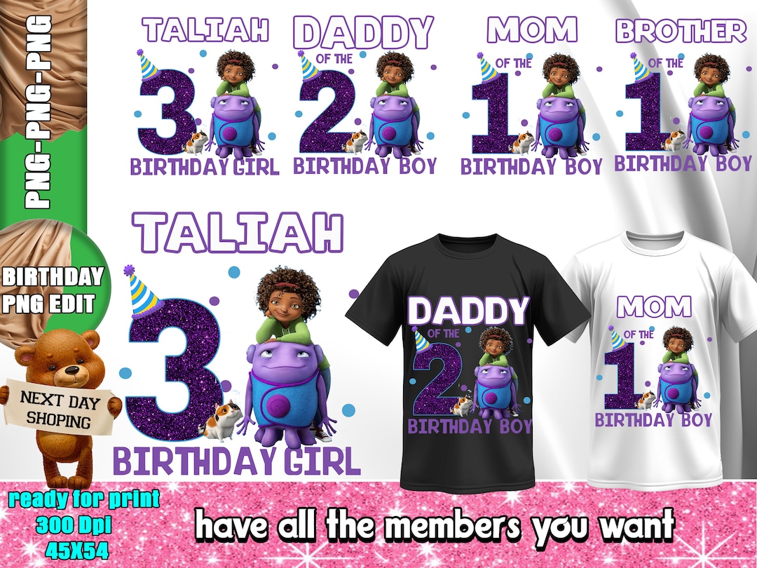 Boov Family Birthday, PNG Digital, Gift Idea Party Matching Family ...