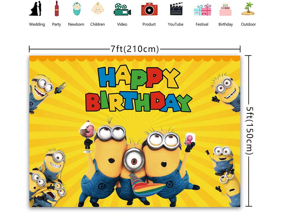 Polyester Cartoon Minions Photography Backdrop Minions Theme | Etsy