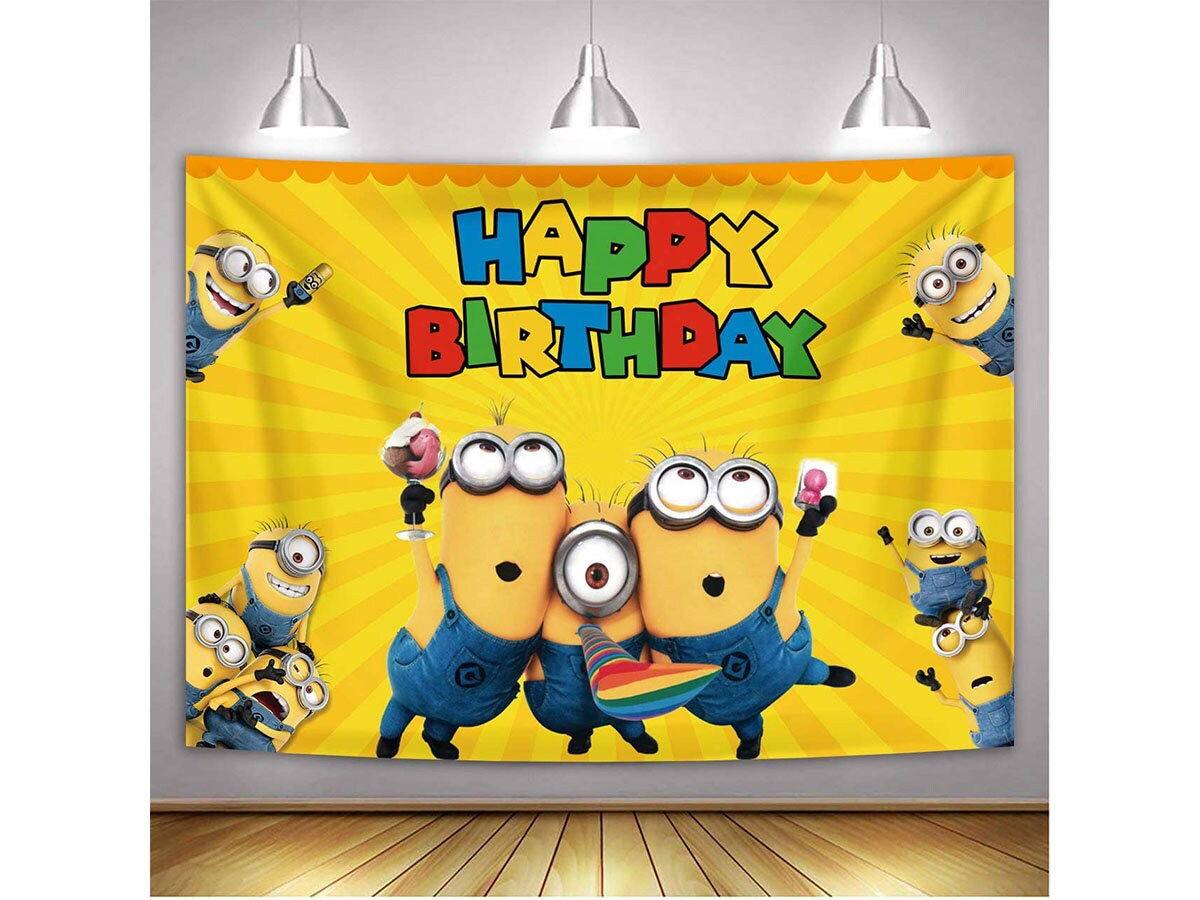 Polyester Cartoon Minions Photography Backdrop Minions Theme | Etsy