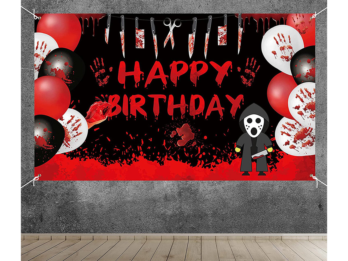 Horror Happy Birthday Backdrop Banner Halloween Scary Bloody | Etsy