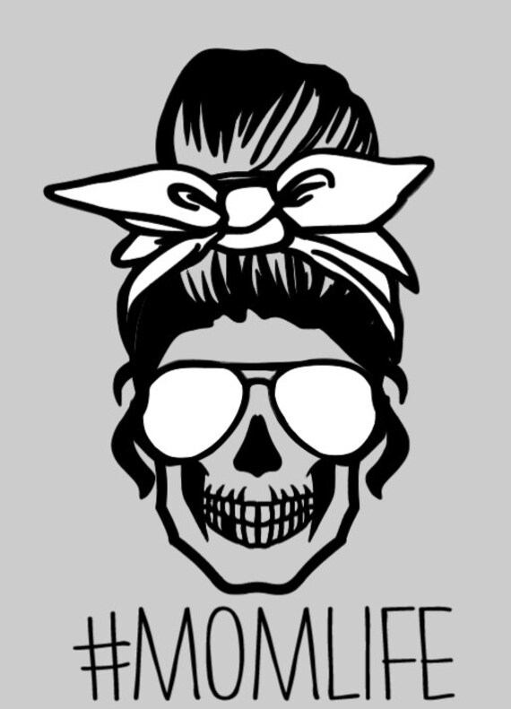 Mom Life Skull with Bow Decal | Etsy