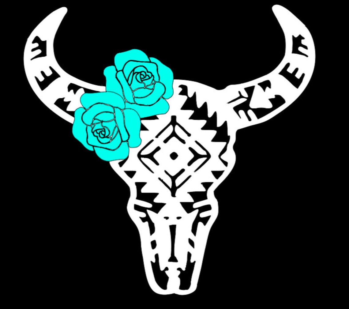 Aztec Bull Skull Decal - Etsy
