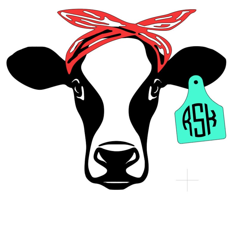 Cow With Bow and Ear Tag Decal - Etsy
