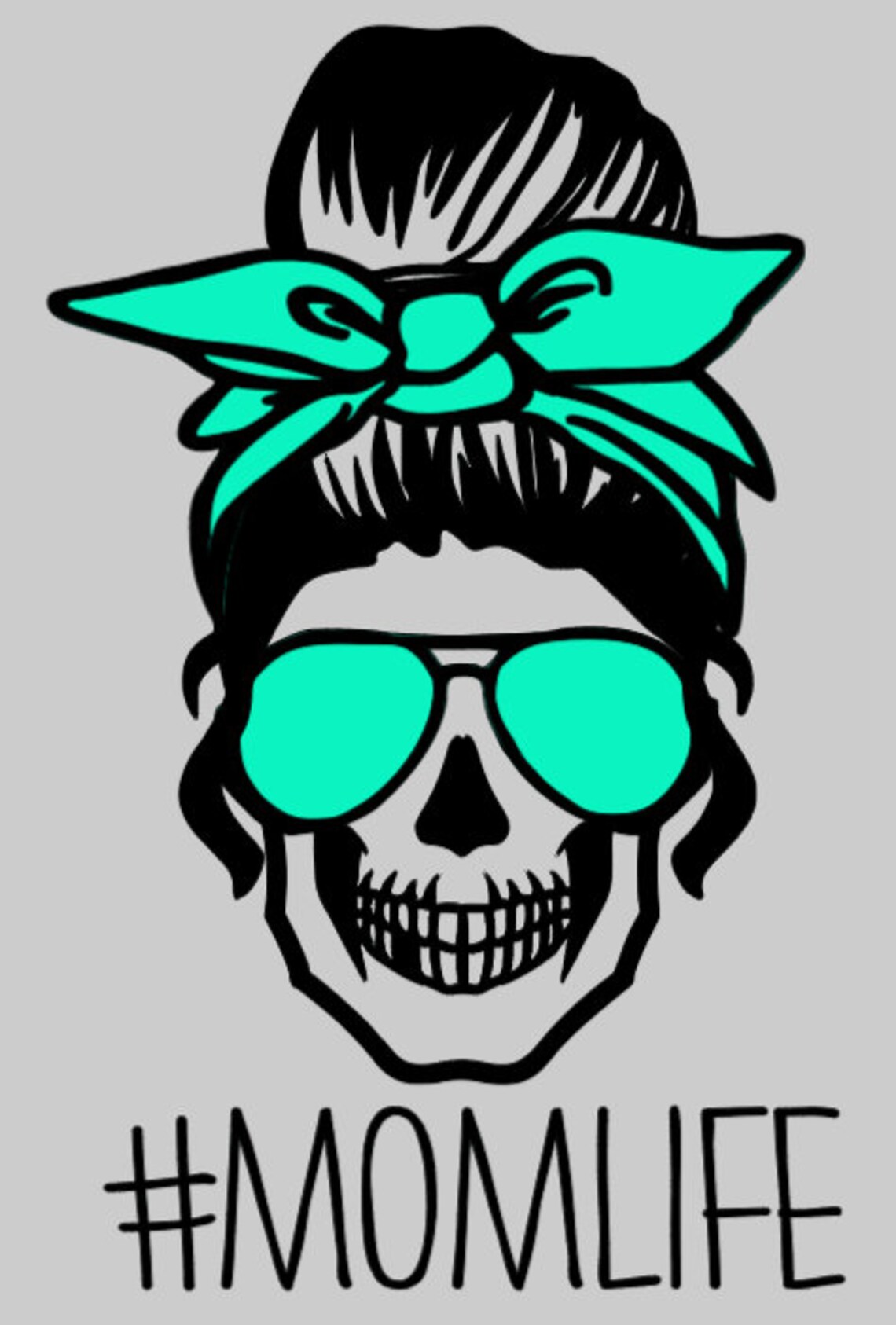 Mom Life Skull With Bow Decal - Etsy