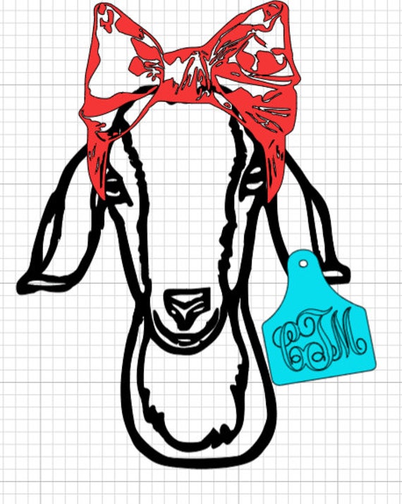 Goat With Bow and Monogram Decal | Etsy